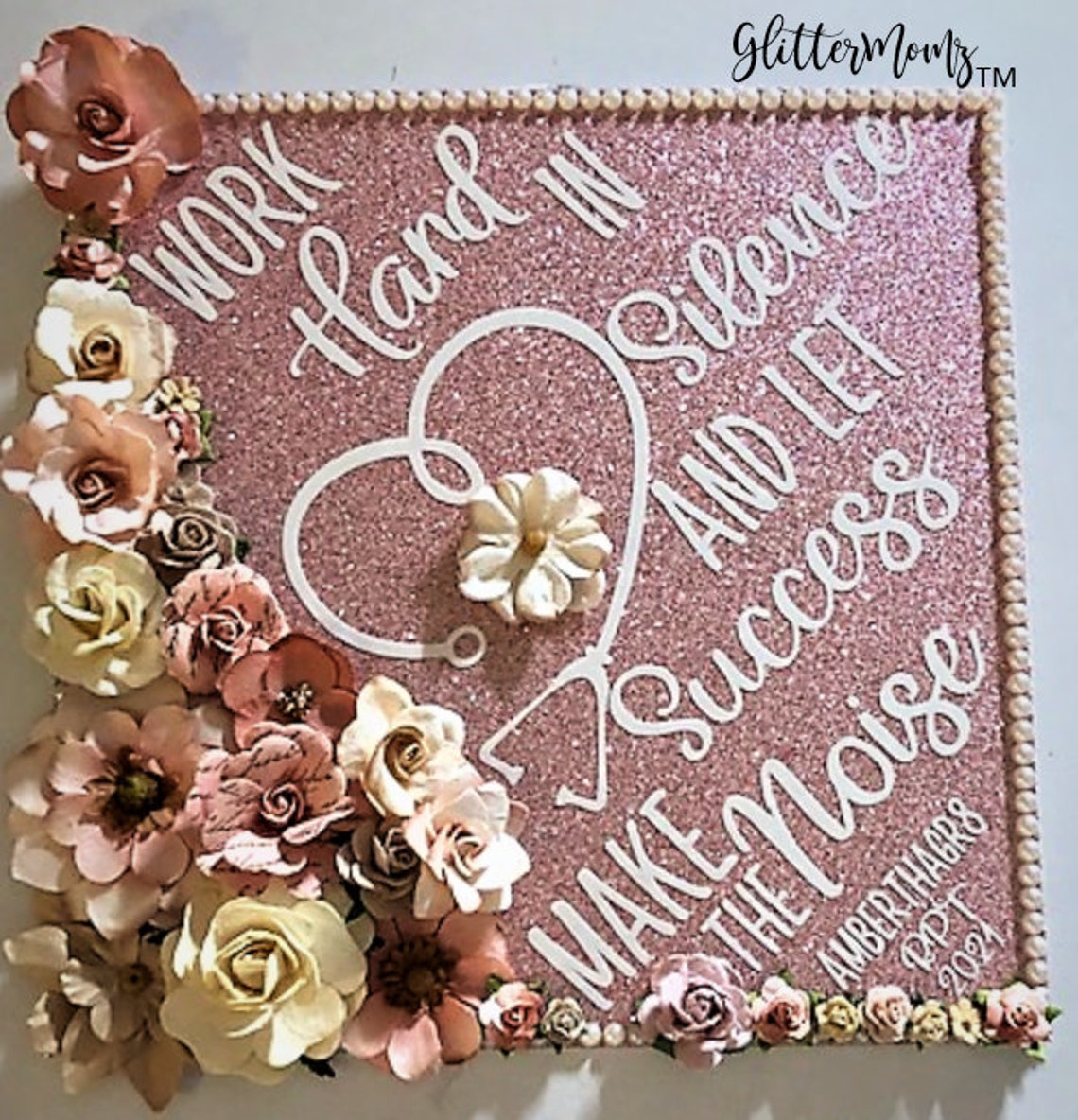 Graduation Cap Topper Work Hard in Silence - Etsy