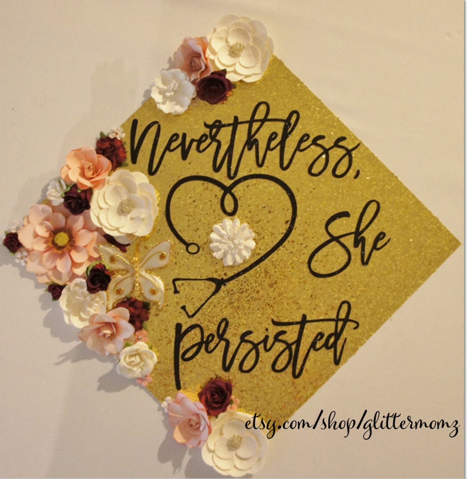 Graduation Cap Topper With Flowers Nevertheless She - Etsy