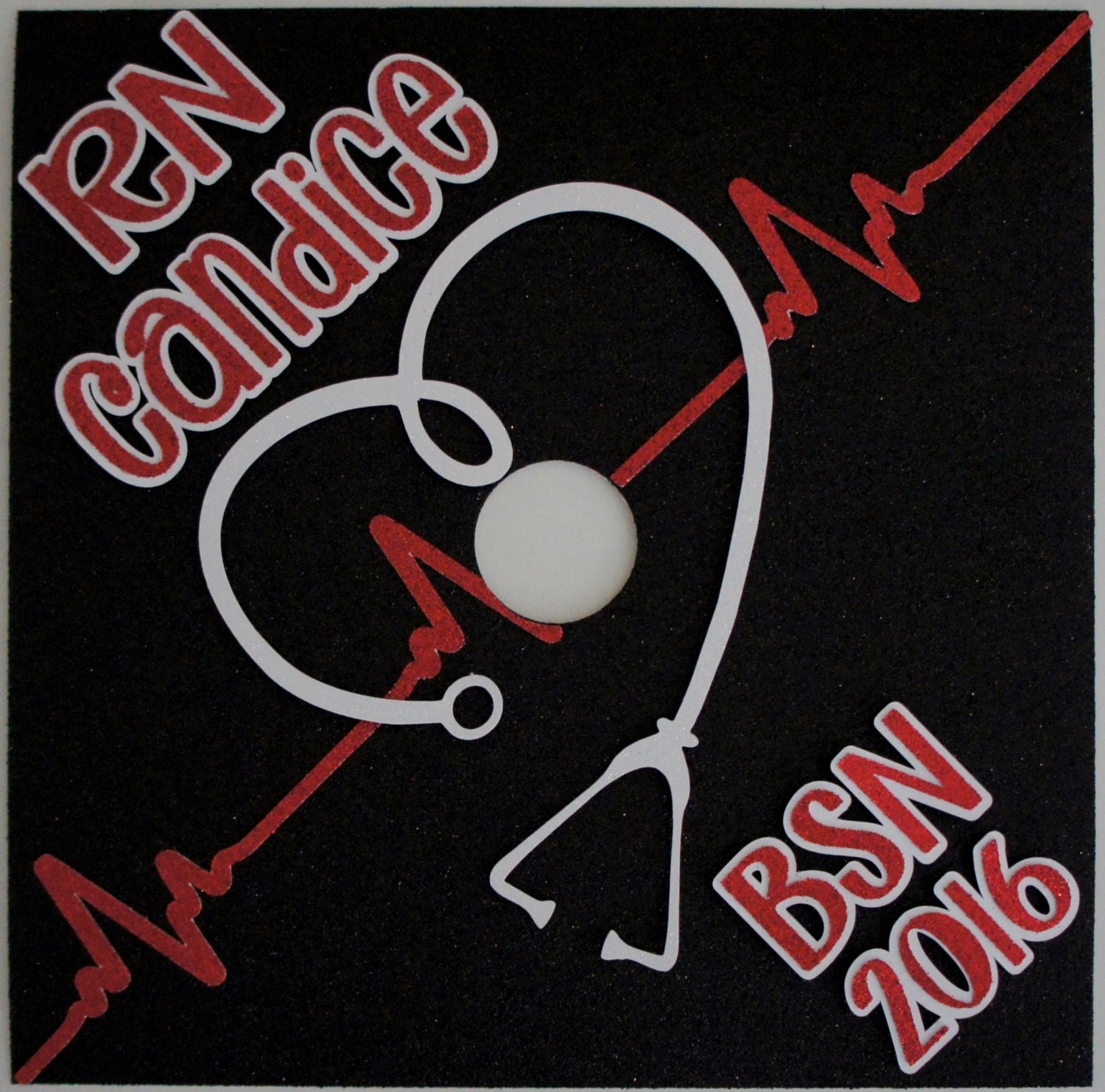 Custom Nurse with Heart Stethoscope and EKG Line Graduation | Etsy