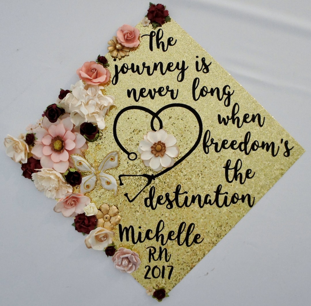Graduation Topper the Journey is Never Long Graduation Cap Decoration ...