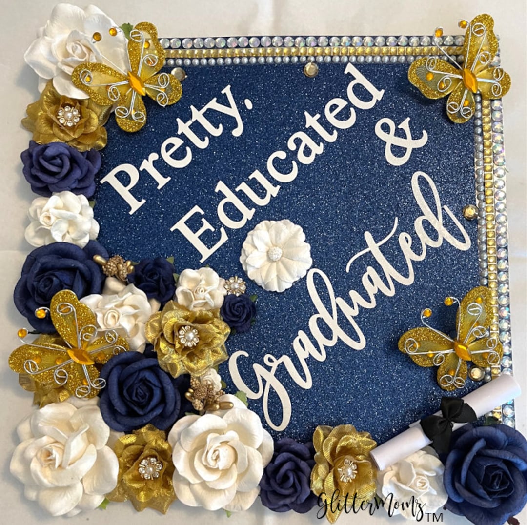 Graduation Cap Decoration Pretty, Educated and Graduated - Etsy
