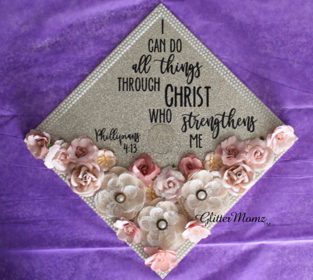 Personalized Graduation Cap Topper: Floral Christian Design - Etsy