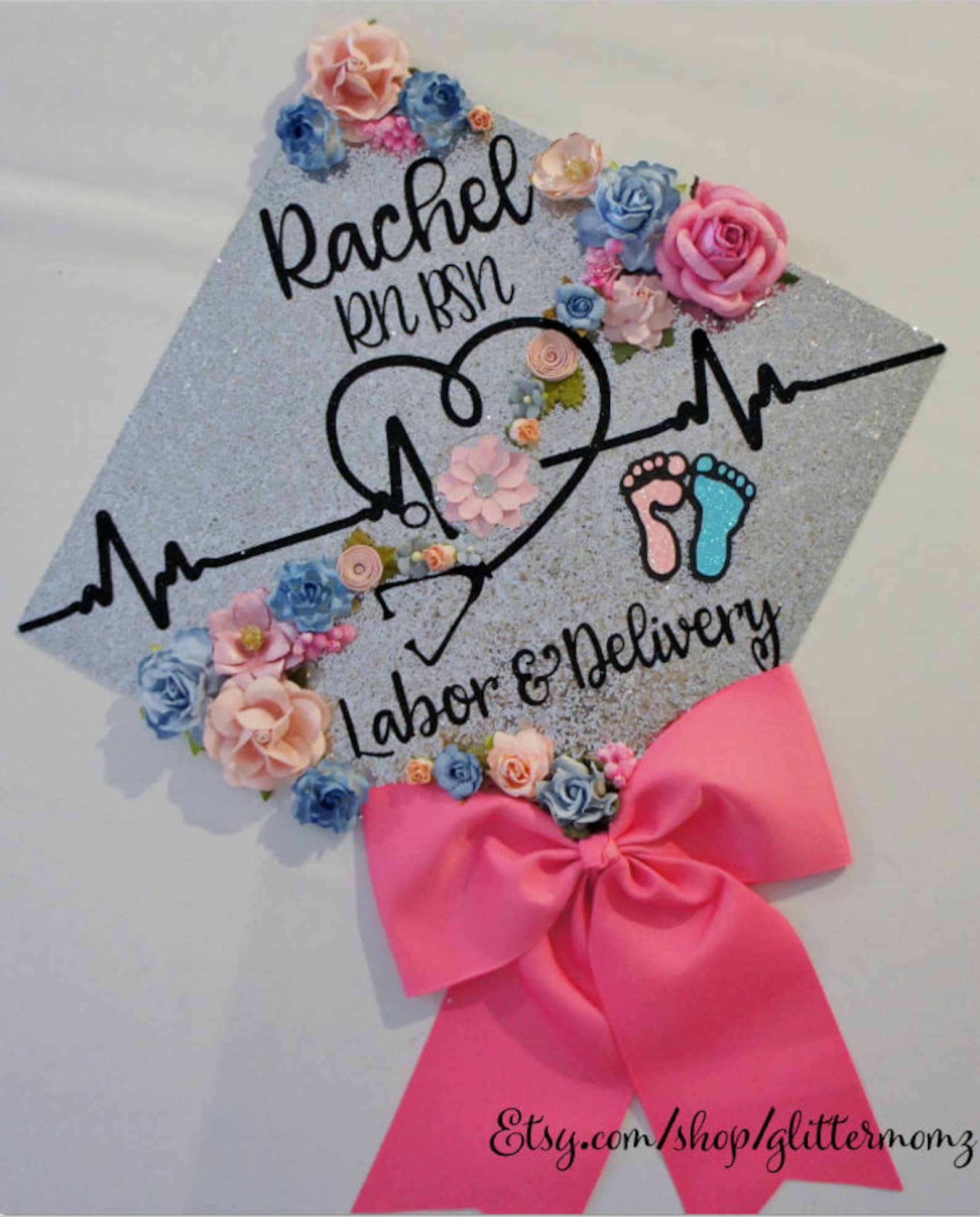 Nurse Graduation Cap Topper Labor & Delivery With Flowers - Etsy