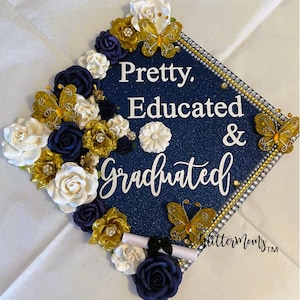 Graduation Cap Decoration Pretty, Educated and Graduated - Etsy