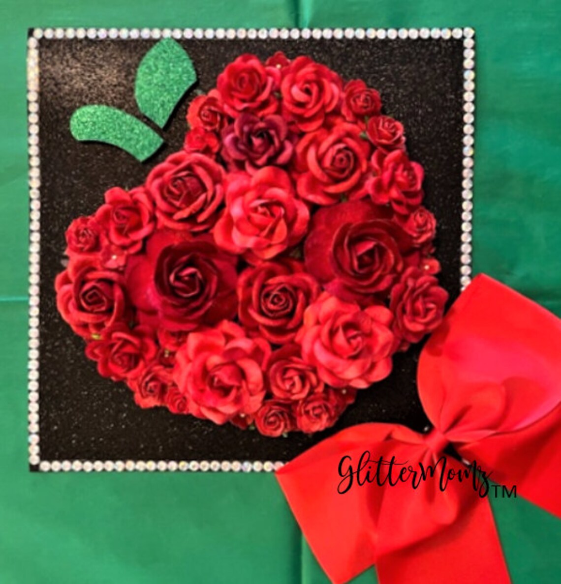 Teacher Apple Graduation Cap Topper Decoration With Flowers | Etsy
