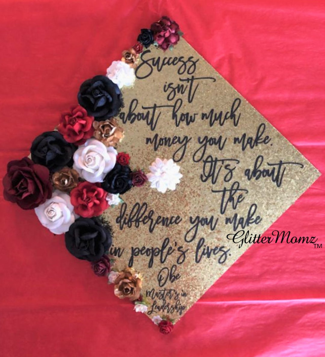 Social Worker Graduation Cap Topper: Floral Decoration, Custom Saying ...