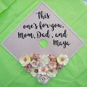 Graduation Cap Topper With Pearl Border, Flowers and Pearl Accents ...