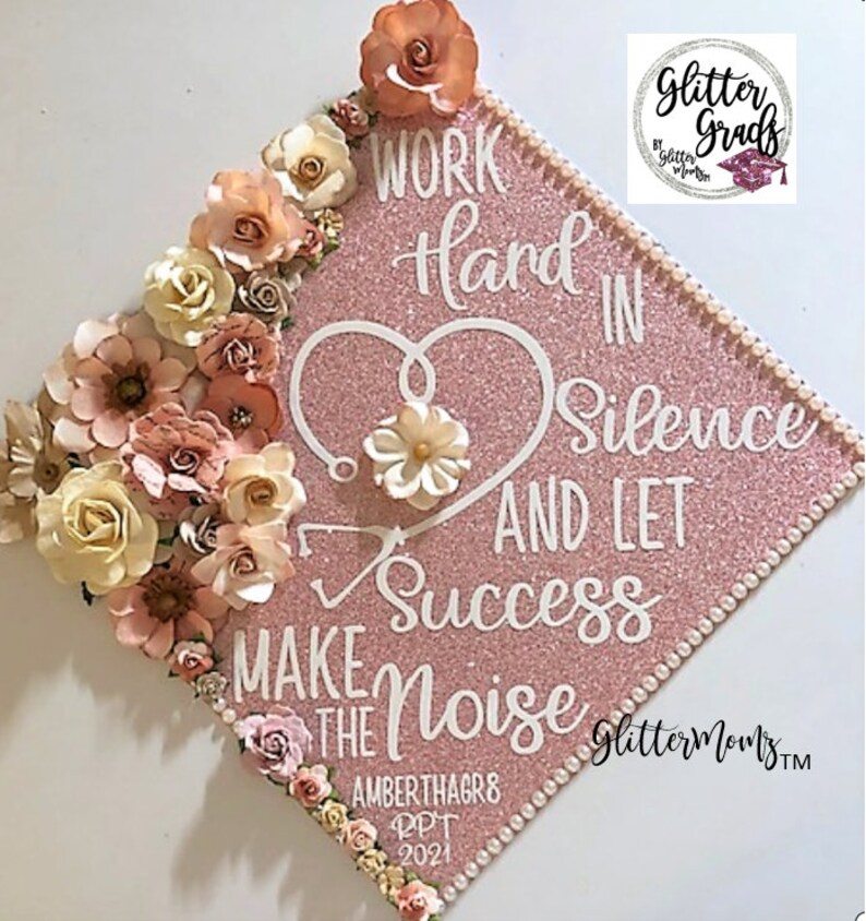 Graduation Cap Topper Work Hard in Silence - Etsy