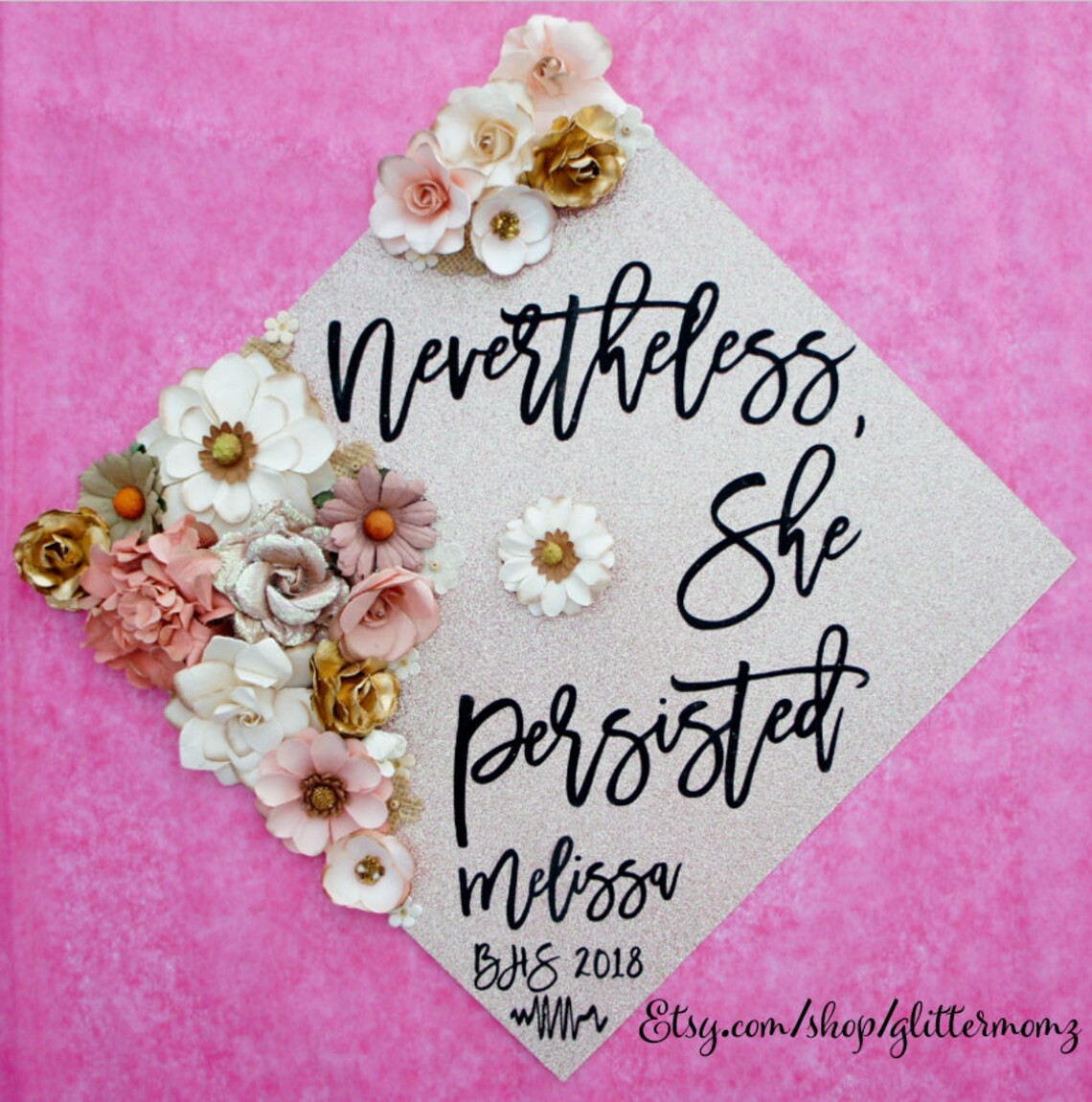 Nevertheless She Persisted Graduation Cap Topper With Flowers - Etsy