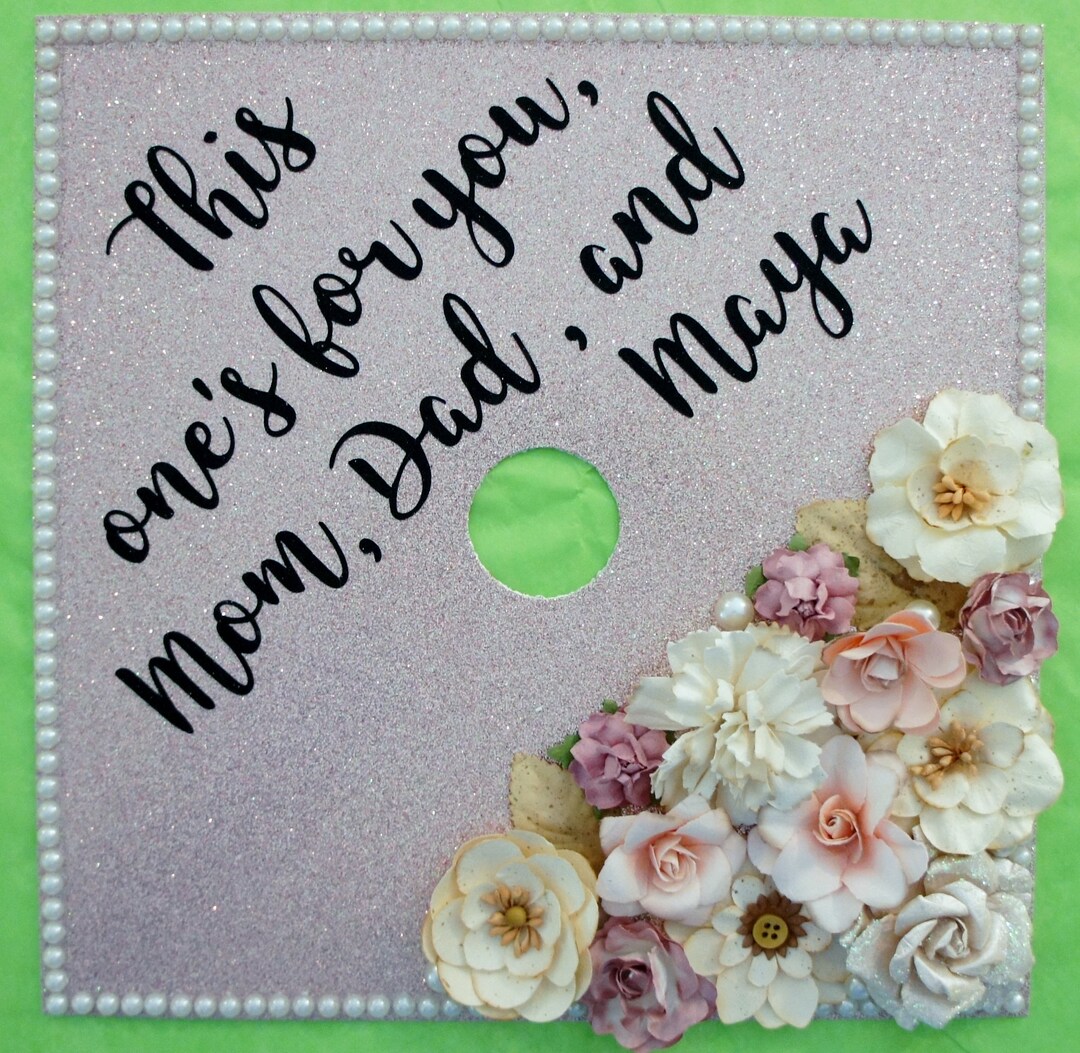 Graduation Cap Topper With Pearl Border, Flowers and Pearl Accents ...
