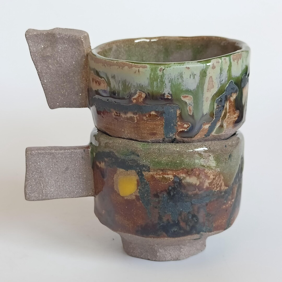 Ceramic Espresso Cups - Set of 2, Handmade Tea Cups, One of a Kind ...