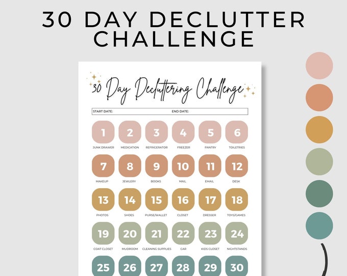 30 Days Declutter Challenge Planner Printable,konmari Decluttering ...