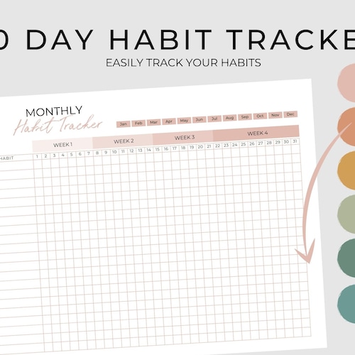 Monthly Habit Tracker Printable 30 Day Habit Tracker - Etsy