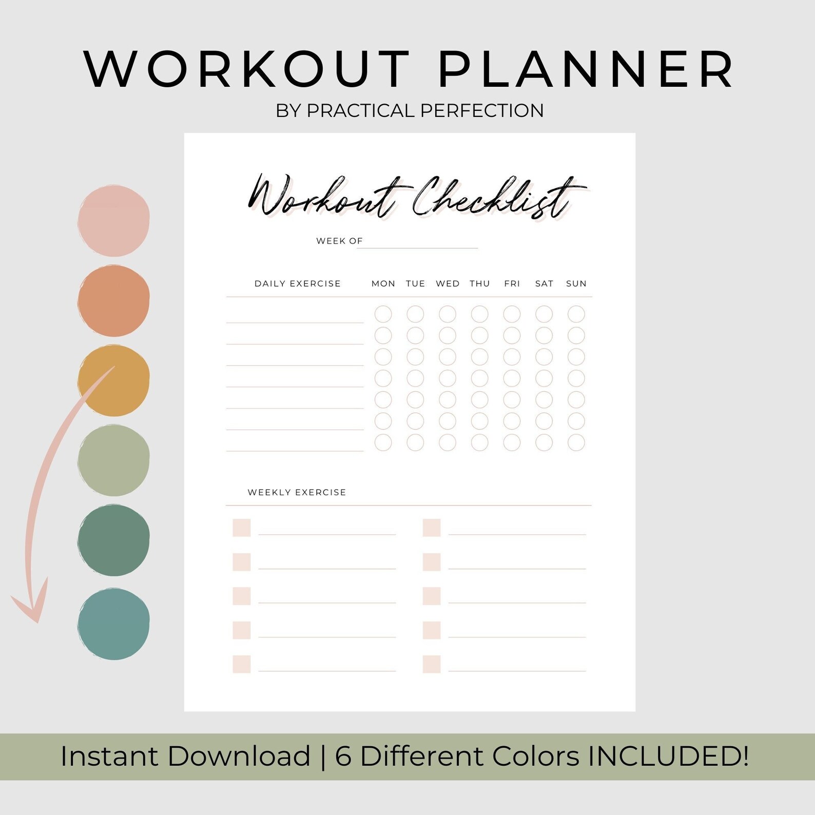 Fitness Planner Checklist Printable Fitness Planner for | Etsy