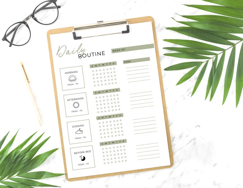 Undated Printable Daily Routine Planner Pages PDF Cute Daily | Etsy