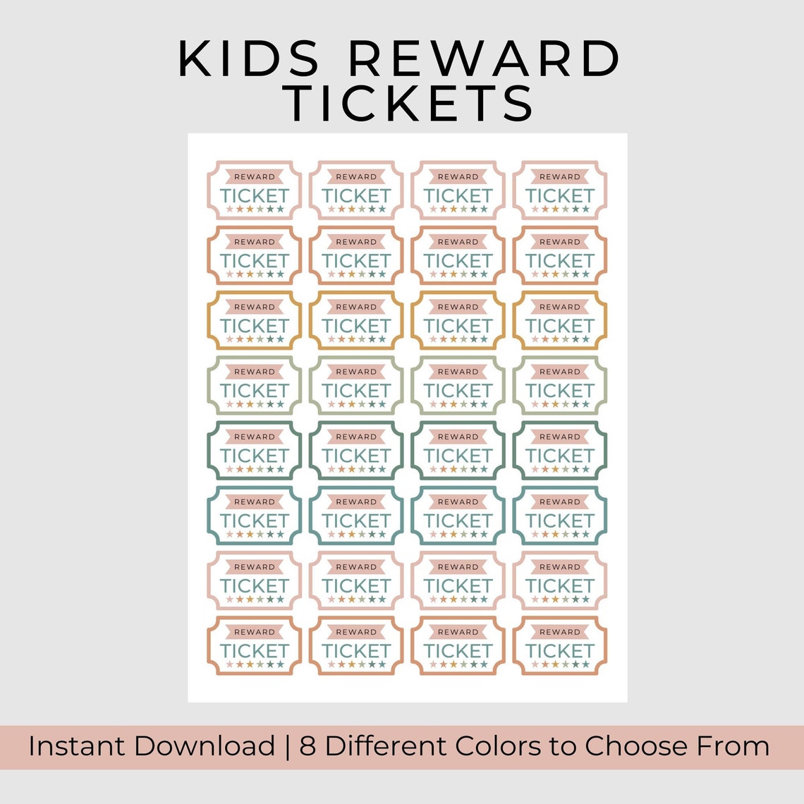 Kids Reward Tickets Reward Cards Kids Chores Reward - Etsy