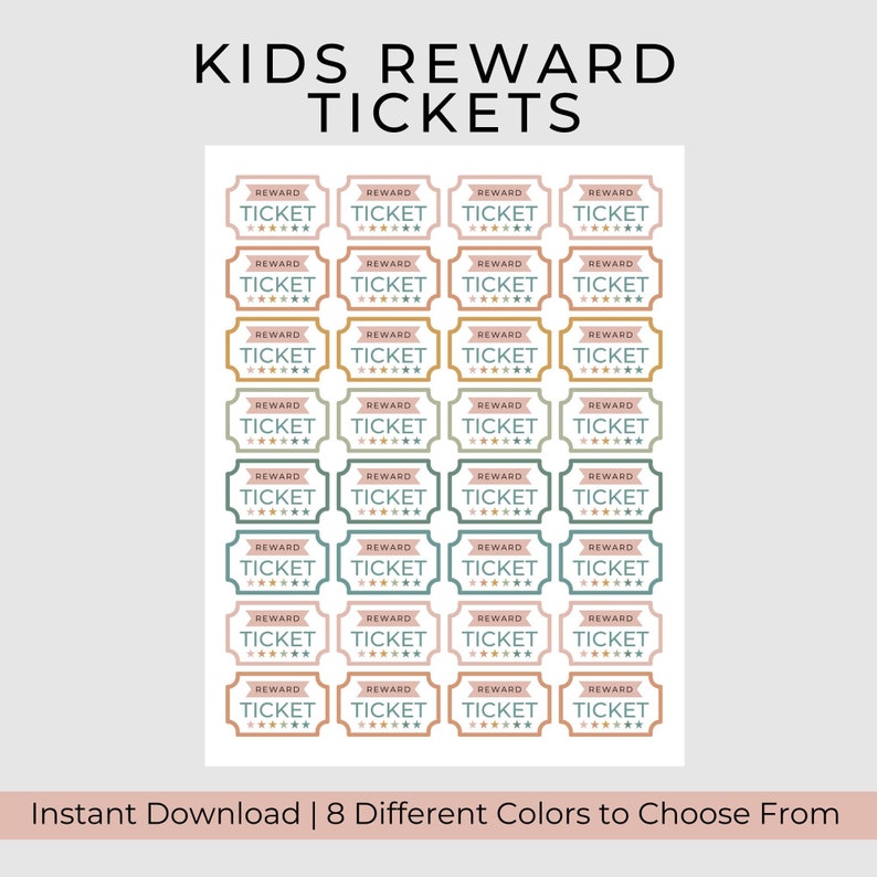 Kids Reward Tickets | Reward Cards | Kids Chores | Reward System - Etsy