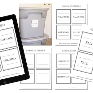 Holiday Storage Labels - Storage Decor Tote Labels - INSTANT DOWNLOAD ...