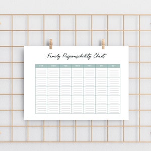 EDITABLE Family Responsibility Chart | Chore Chart | Kids Chores ...