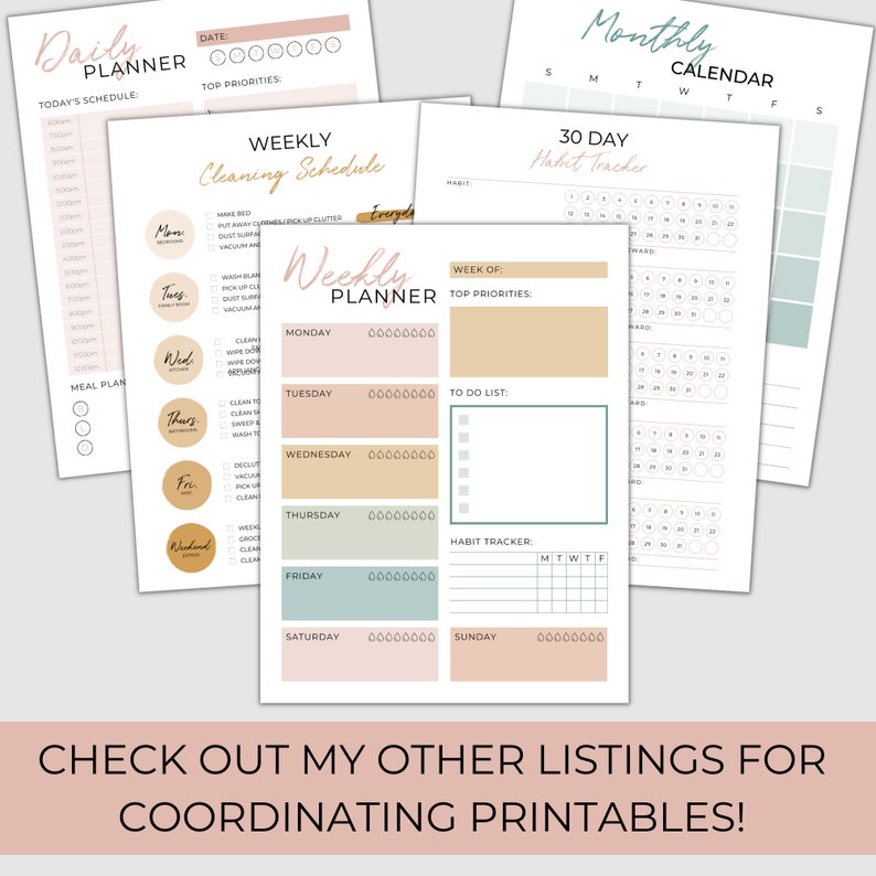 Undated Printable Daily Routine Planner Pages PDF Cute Daily | Etsy