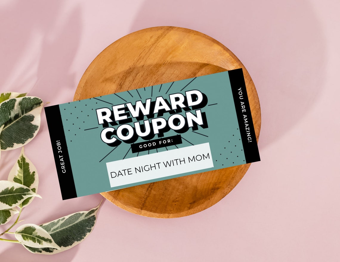 EDITABLE Kids Reward Cards Kids Good Behavior Coupon - Etsy