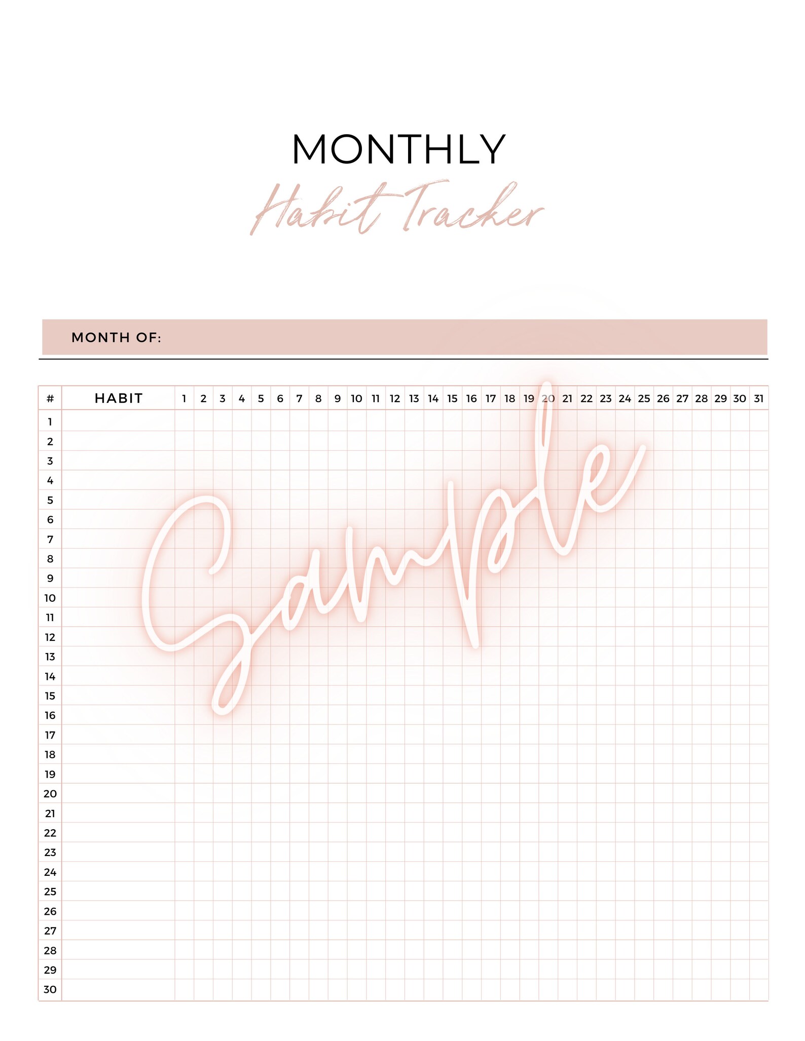 Monthly Habit Tracker Printable 30 Day Habit Tracker | Etsy