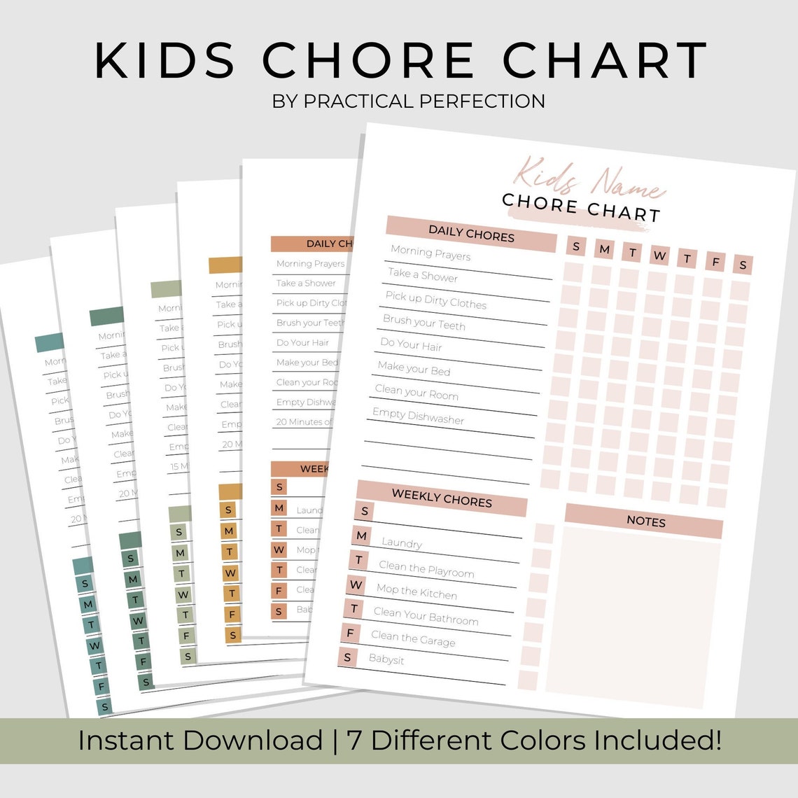 EDITABLE Kids Chore Chart Responsibility Chart School - Etsy