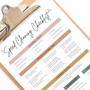 Speed Cleaning Checklist | Printable Cleaning Checklist by Room ...
