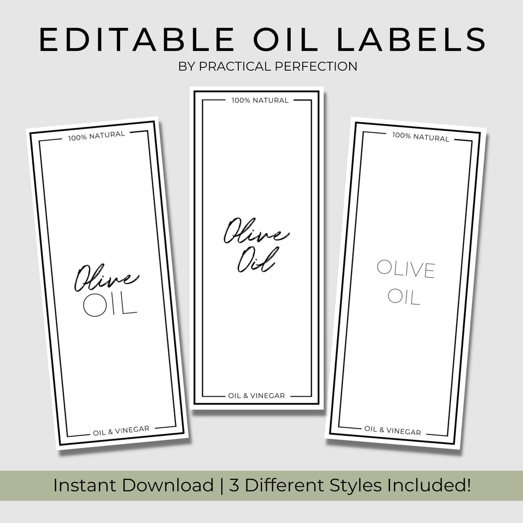 EDITABLE Oil and Vinegar Labels - INSTANT DOWNLOAD - Kitchen Cabinet ...