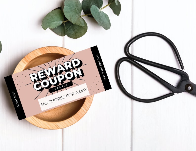 EDITABLE Kids Reward Cards Kids Good Behavior Coupon - Etsy