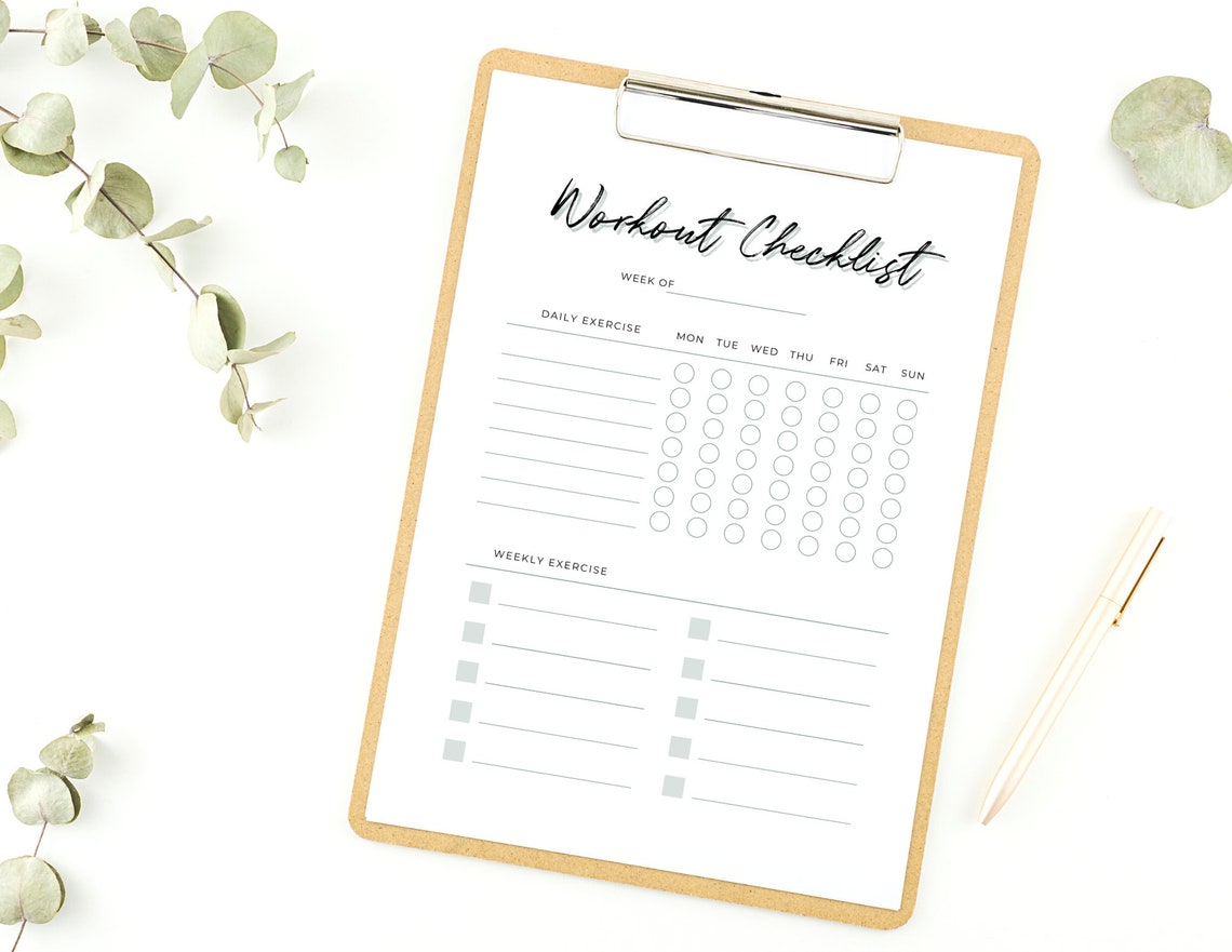 Fitness Planner Checklist Printable Fitness Planner for | Etsy
