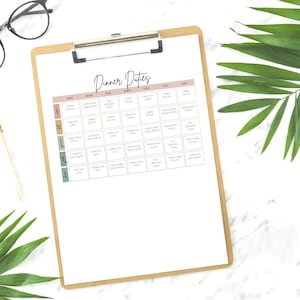 EDITABLE Dinner Duty Chart | Responsibility Chart | Delegate Cleaning ...