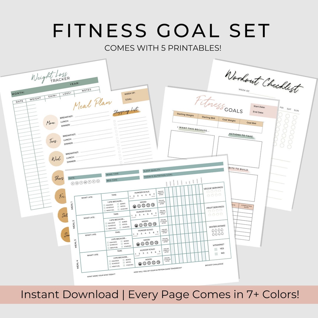 Fitness Planner Checklist Bundle Printable | Fitness Planner for Women ...