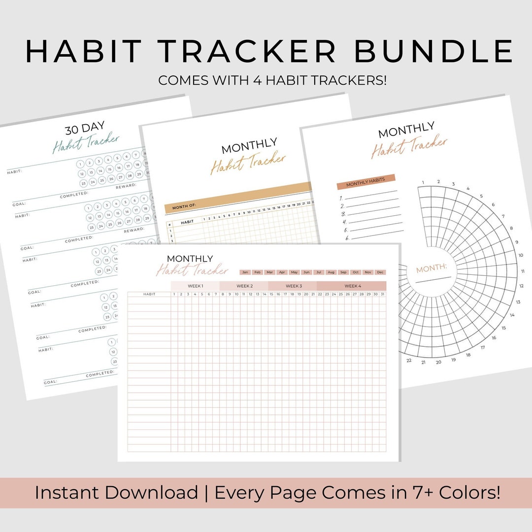 Monthly Habit Tracker Printable | 30 Day Habit Tracker - Etsy