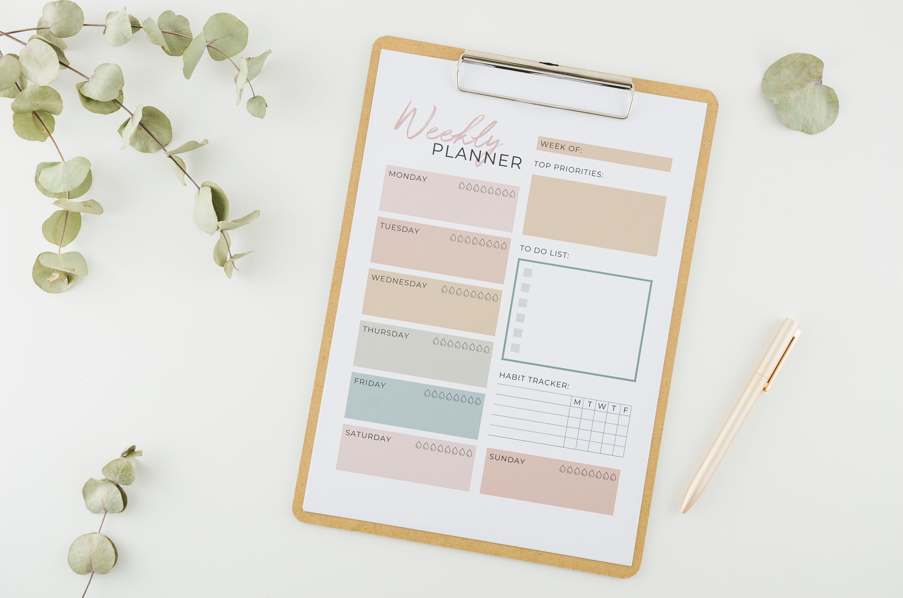 Undated Weekly Planner Printable with To Do List PDF Weekly | Etsy