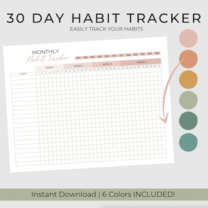 Monthly Habit Tracker Printable | 30 Day Habit Tracker - Etsy