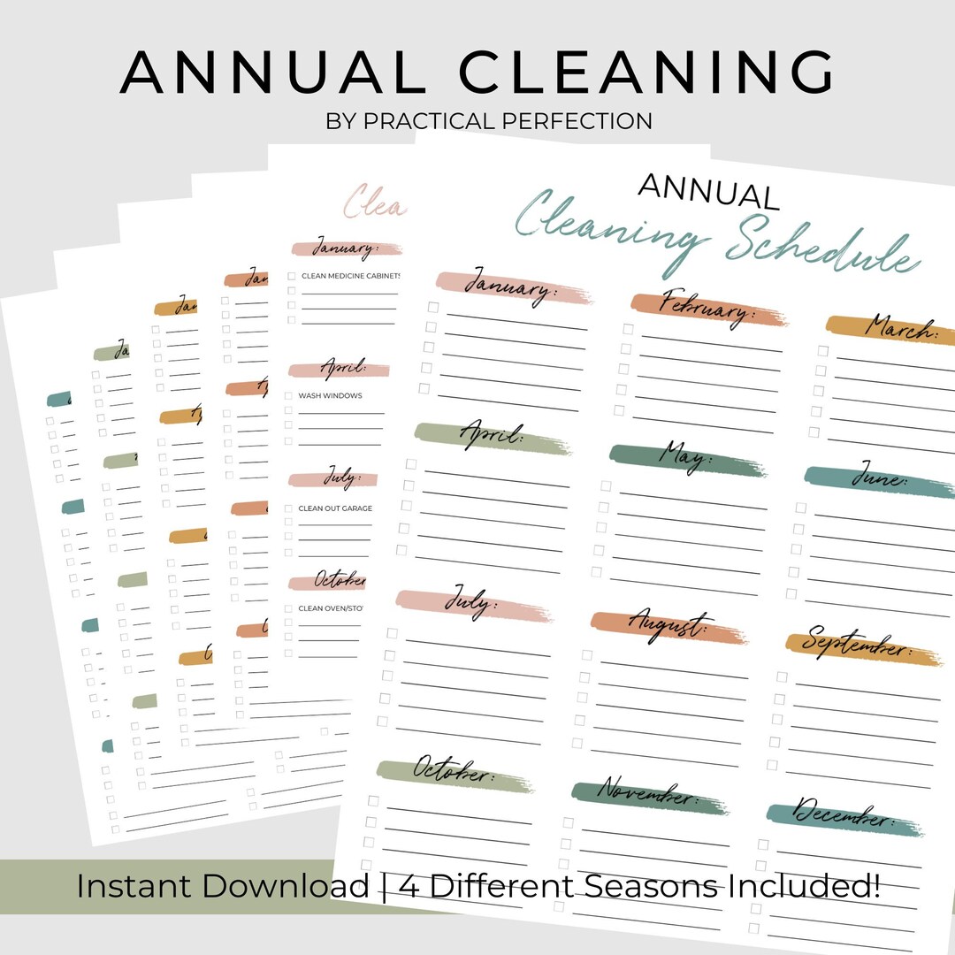 Annual Monthly Cleaning Checklist Planner | Cleaning Planner | Cleaning ...