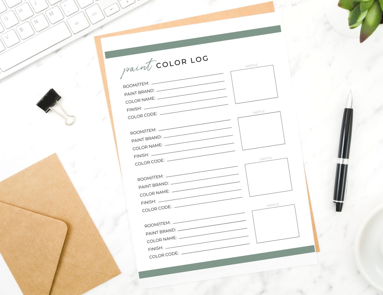 Paint Color Log | Printable Project Planner - Etsy