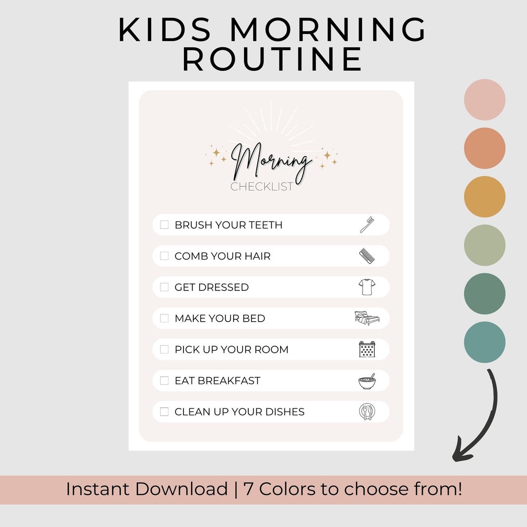 Morning Routine | Morning Routine Chart for Kids - Etsy