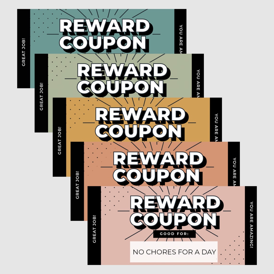 EDITABLE Kids Reward Cards Kids Good Behavior Coupon - Etsy