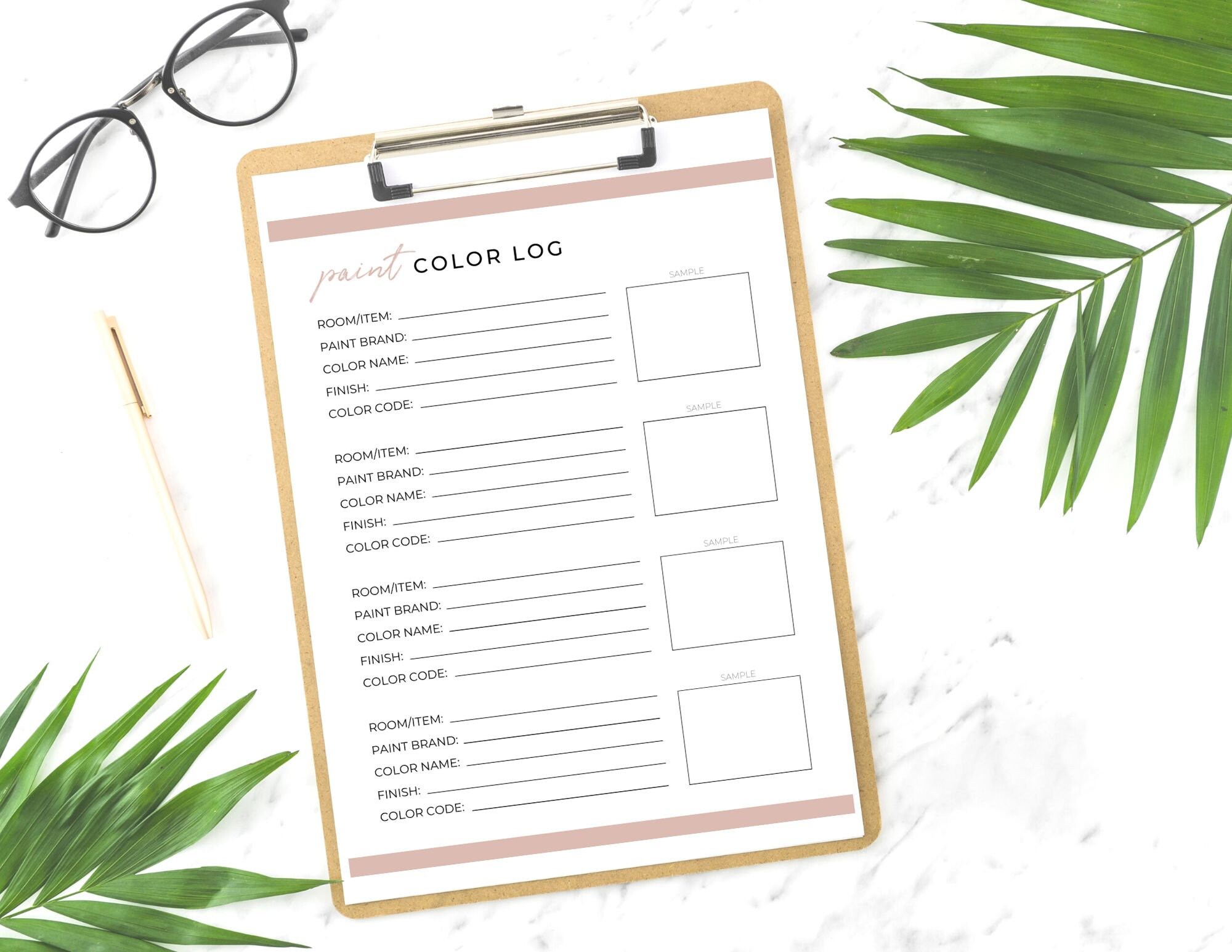 Paint Color Log | Printable Project Planner - Etsy