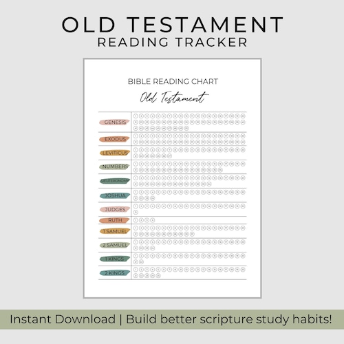 Old Testament Reading Chart Bible Reading Tracker Old - Etsy