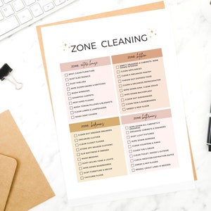 Editable Zone Cleaning Checklist | Printable Cleaning Checklist by Room ...