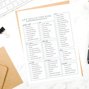 Kids Life Skills Checklist | Homeschool Planner Page | Parenting Tools ...