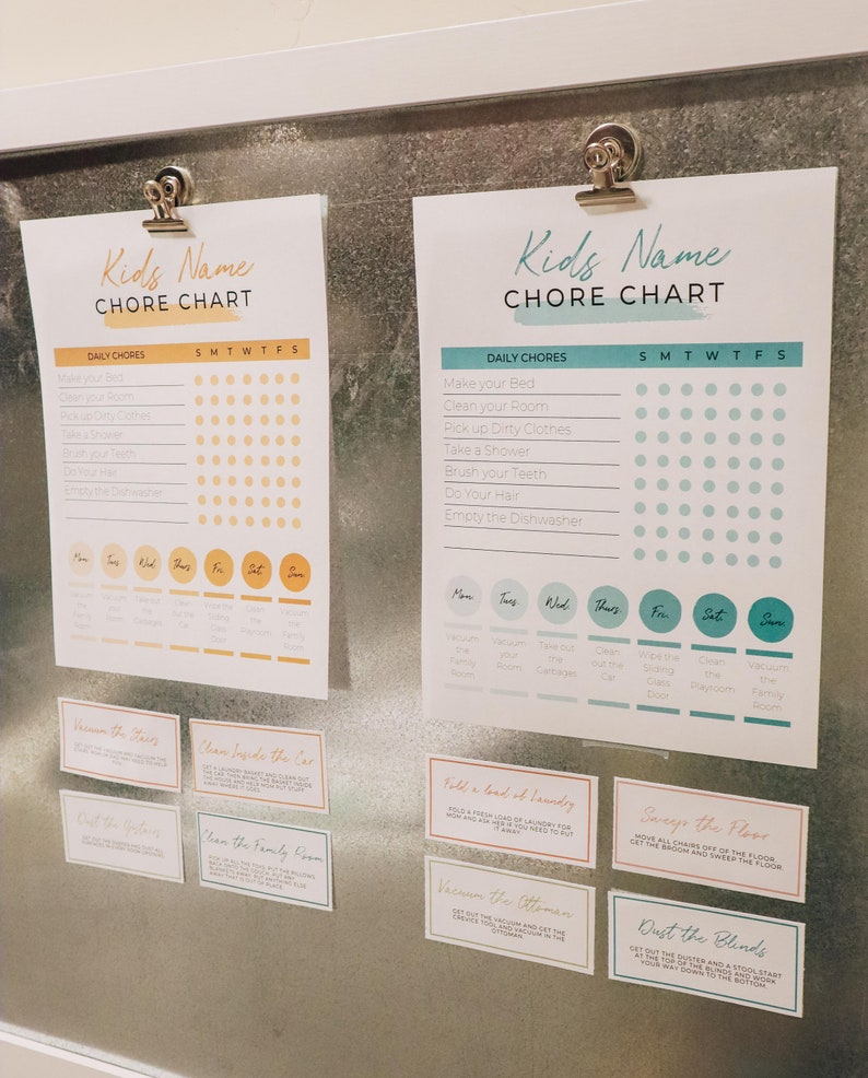 EDITABLE Kids Chore Chart Cards | Chore Cards | Responsibility - Etsy