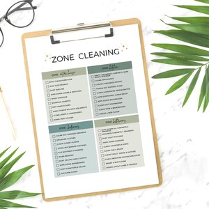 Editable Zone Cleaning Checklist | Printable Cleaning Checklist by Room ...