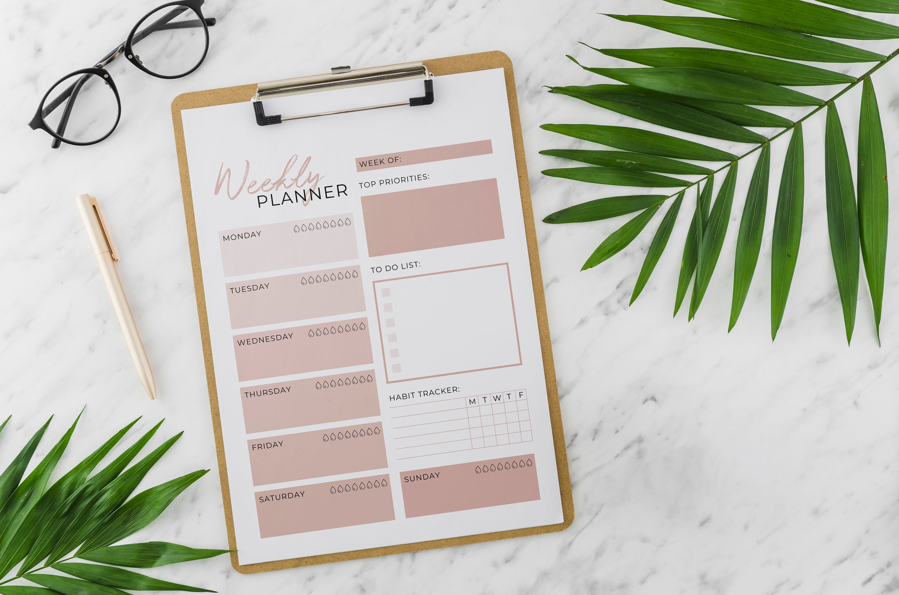 Undated Weekly Planner Printable with To Do List PDF Weekly | Etsy