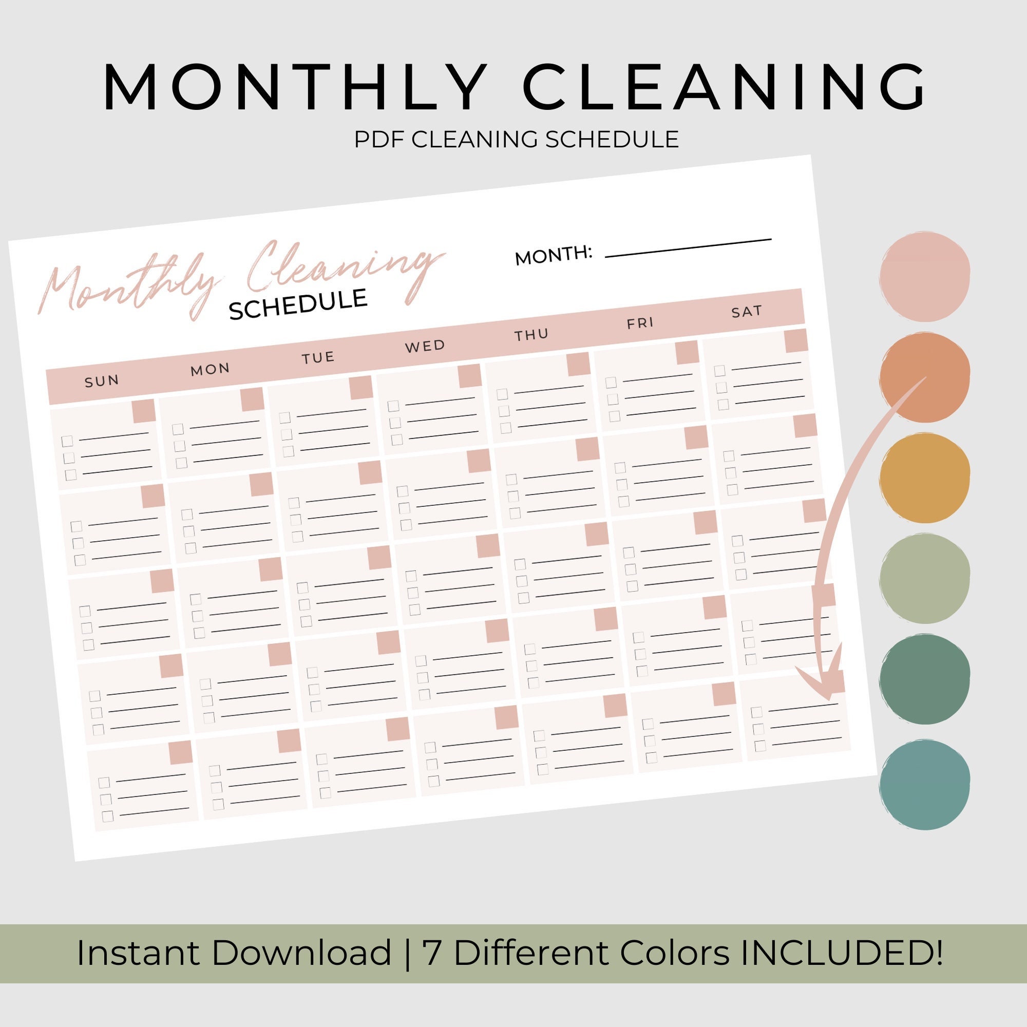 Monthly Cleaning Printable Cleaning Planner Cleaning | Etsy