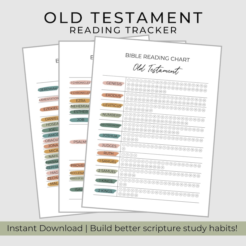 Old Testament Reading Chart Bible Reading Tracker Old - Etsy
