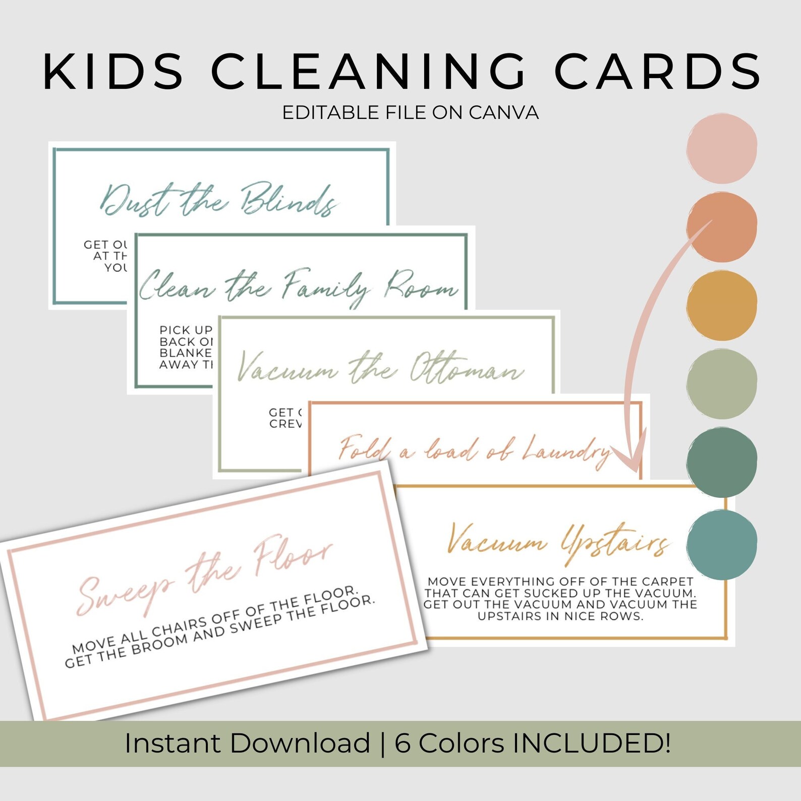 EDITABLE Kids Chore Chart Cards Chore Cards Responsibility - Etsy